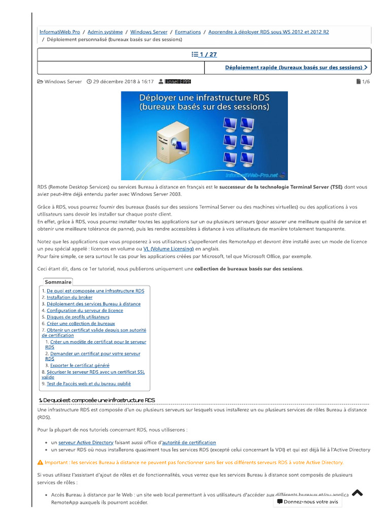 Déployer Une Infrastructure RDS (Bureau.. | PDF