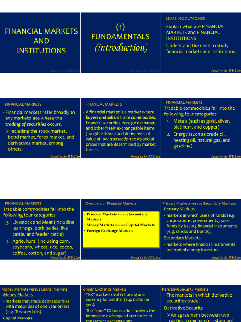 Financial Markets and Institutions 1 2 | PDF