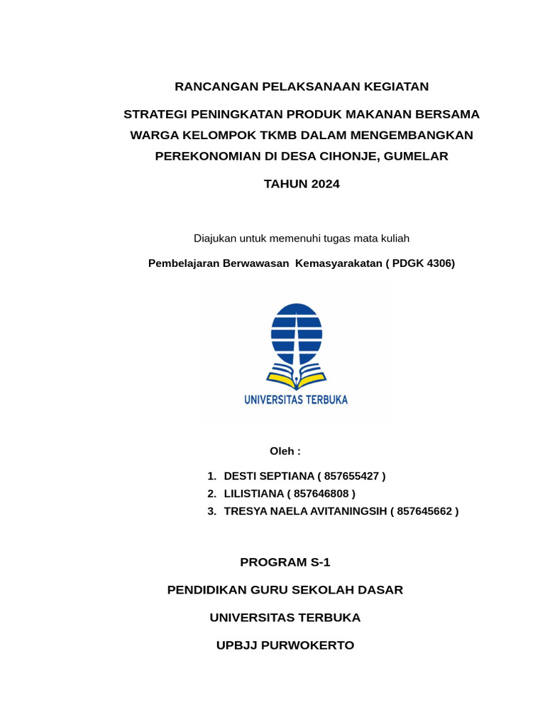 Rancangan Kegiatan PBK | PDF