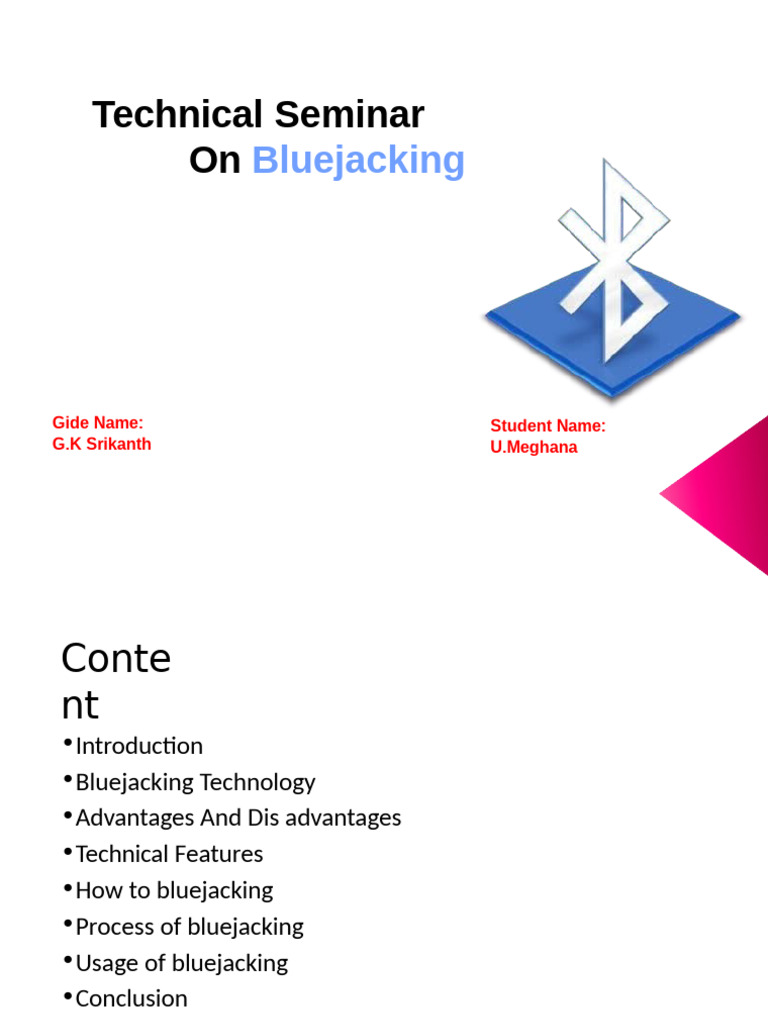 Bluejacking-Ppt (1) 506 | PDF | Bluetooth | Telephone