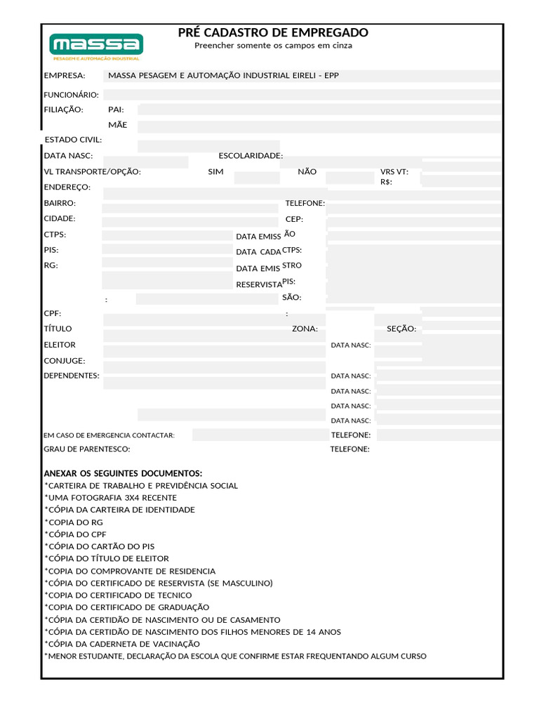 Ficha Cadastral - Modelo Word | PDF