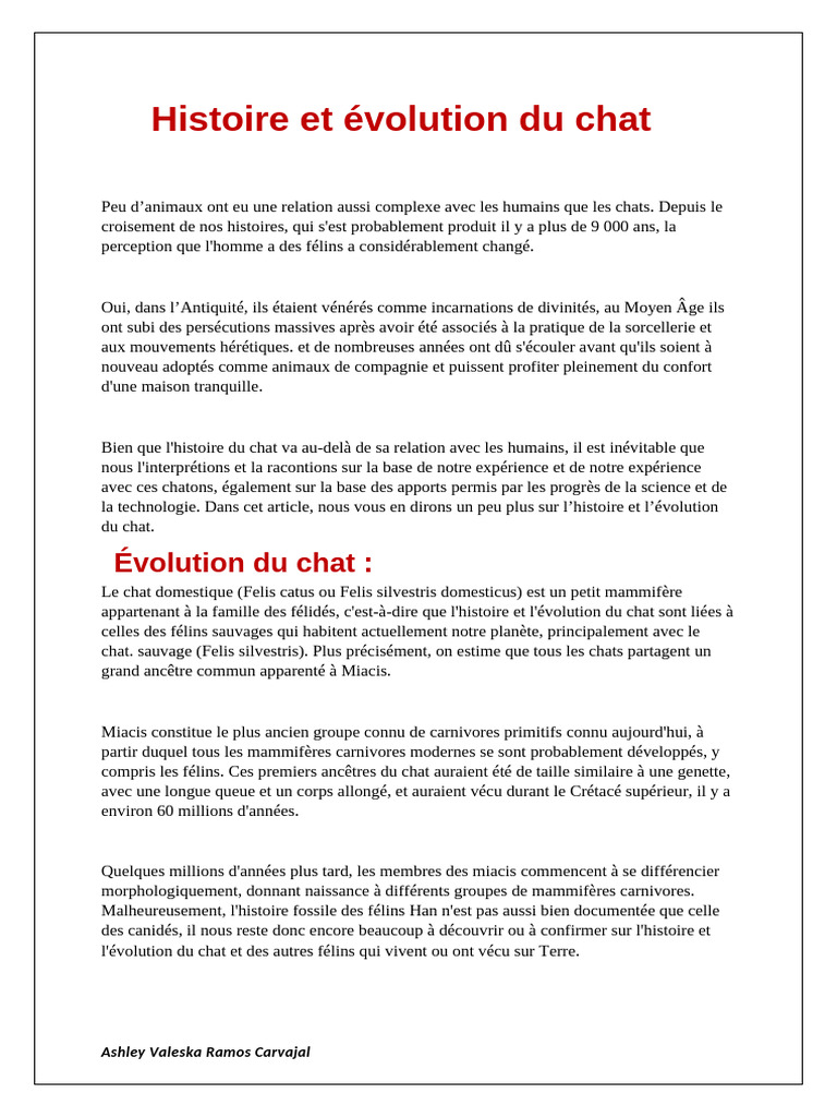 Histoire et évolution du chat | PDF | Chats | Felidae