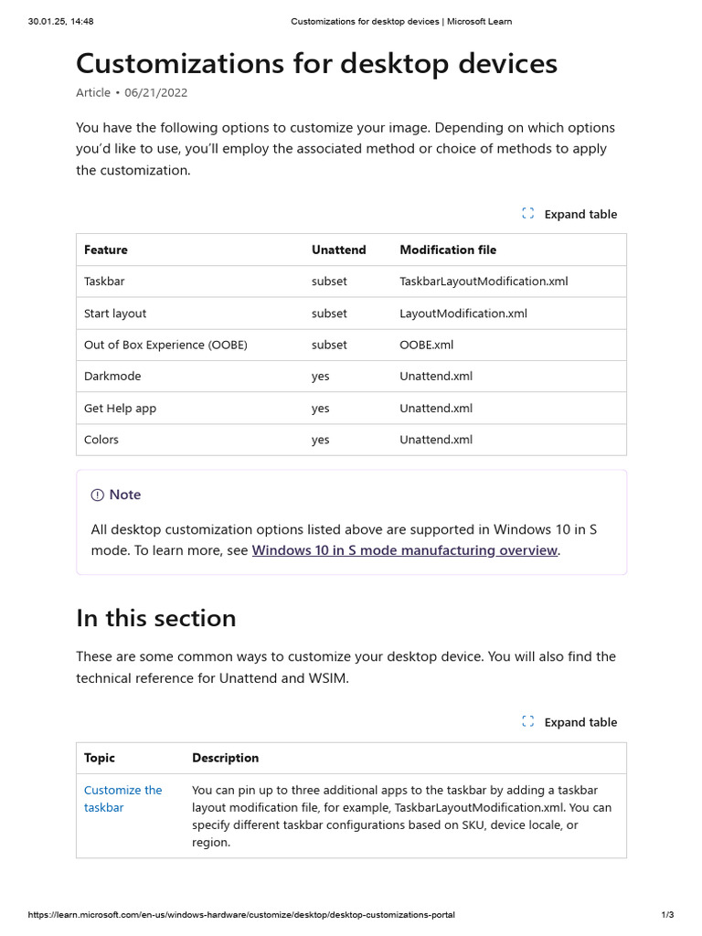 Customizations For Desktop Devices - Microsoft Learn | PDF | Windows 10 | Microsoft Windows