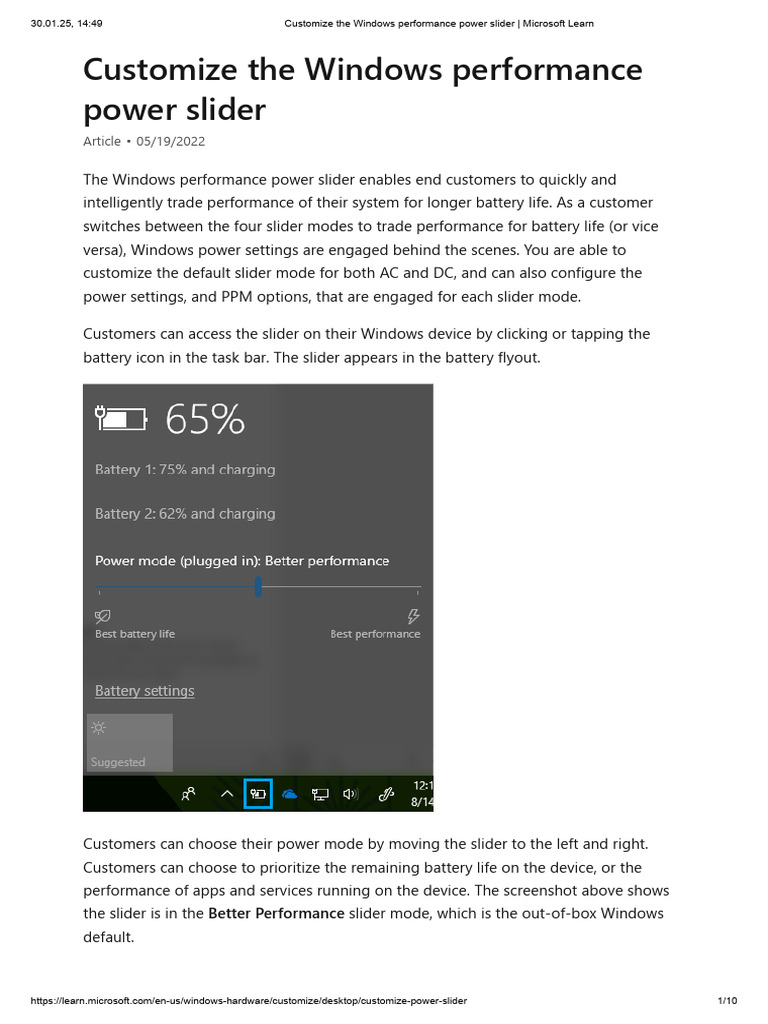 Customize The Windows Performance Power Slider - Microsoft Learn | PDF | Microsoft Windows ...