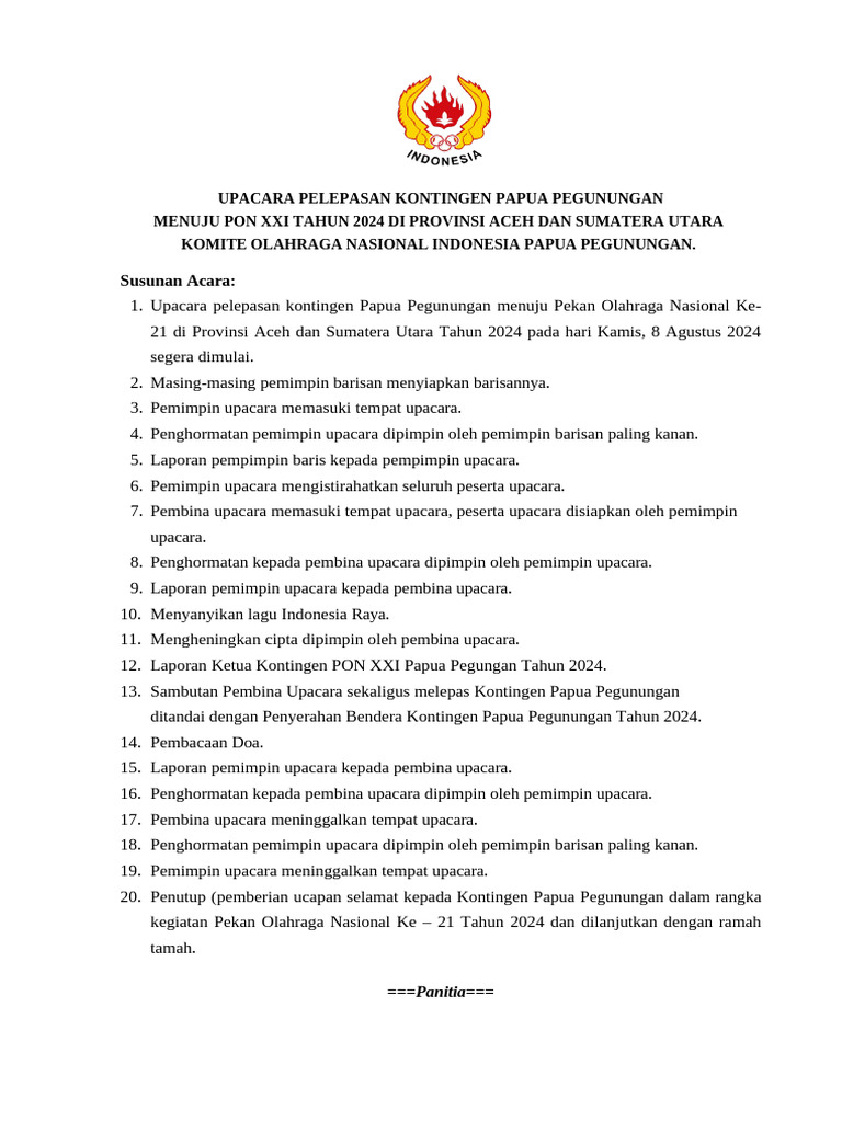 Pelepasan Kontingen PON XXI Papua 2024 | PDF