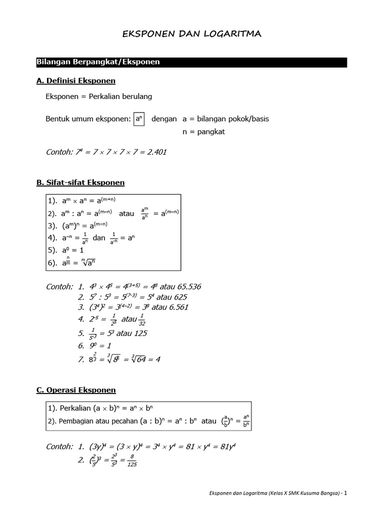 Eksponen Logaritma Smk Pdf