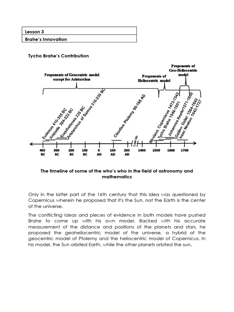 Lesson 3 Brahes Innovation Modular | PDF | Tycho Brahe | Johannes Kepler