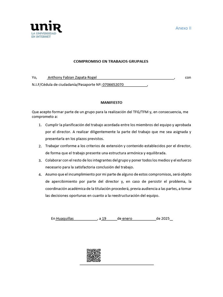 Compromiso Aceptacion Tfe Grupal-Signed | PDF