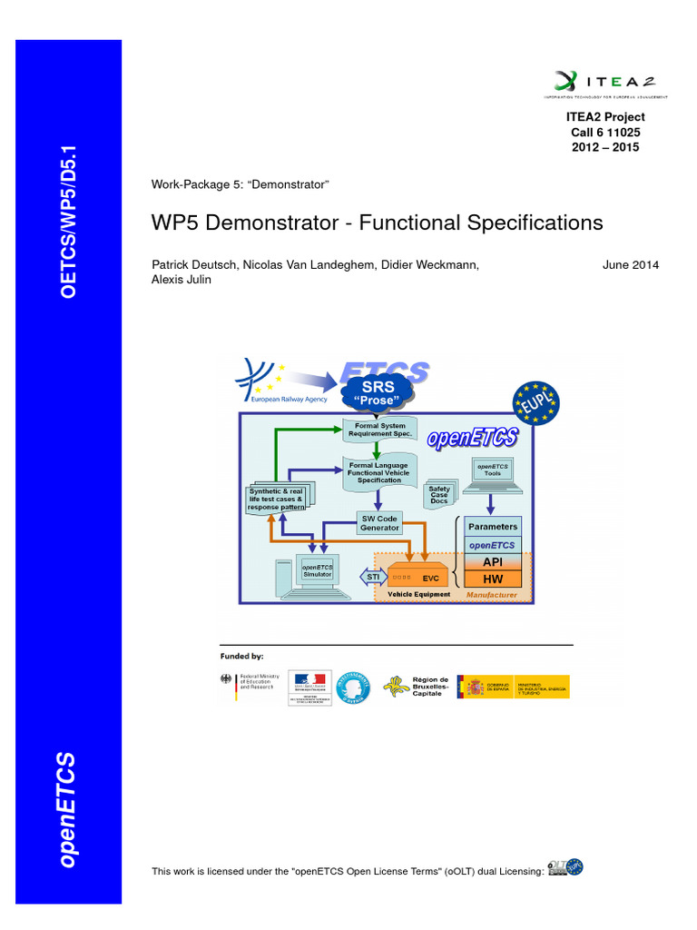 D5.1. OpenETCS - Functional Specification of Demonstrator | PDF | Interface (Computing) | Simulation