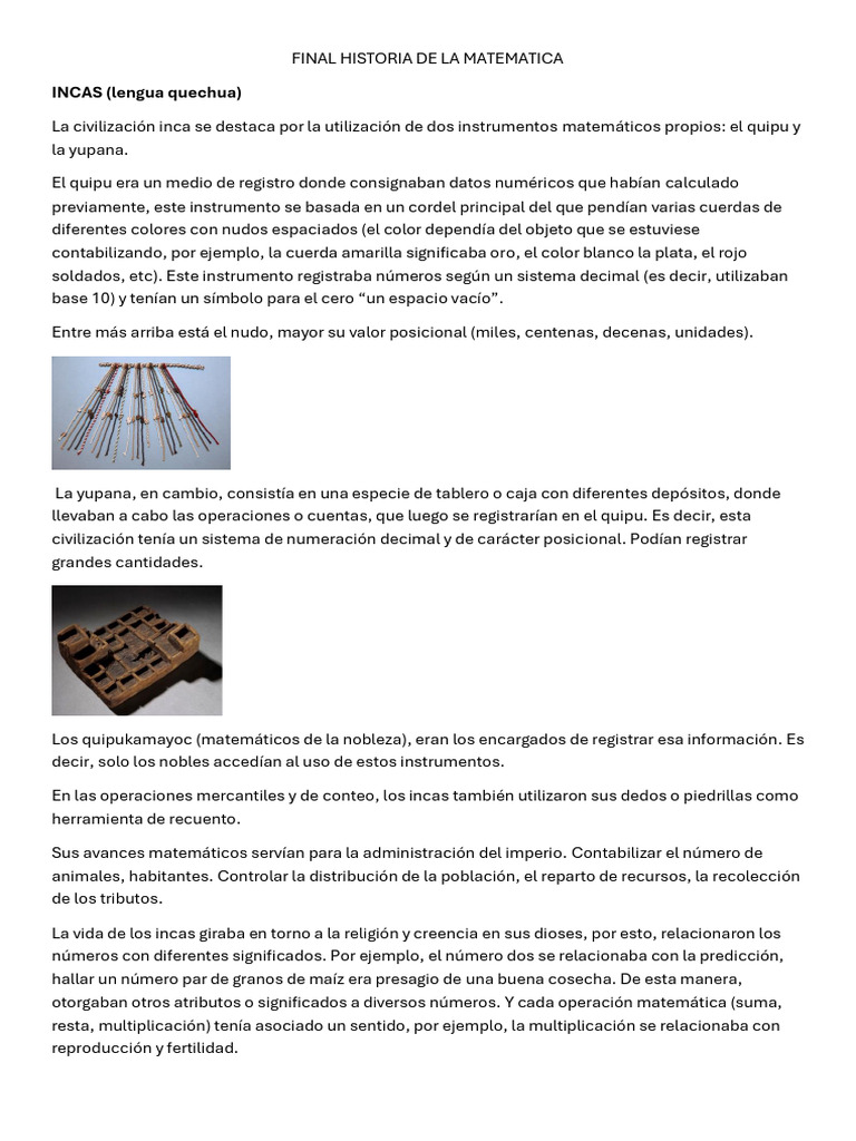 Matemáticas en Civilizaciones Antiguas | PDF | Civilización maya ...