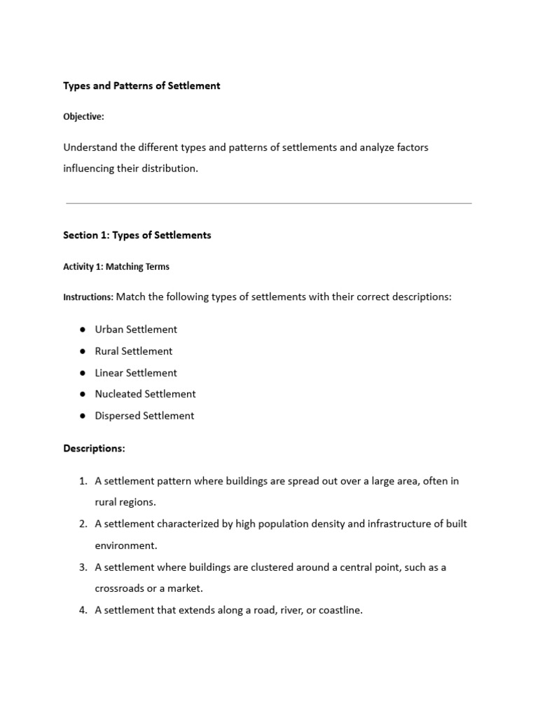 Understanding Settlement Types and Patterns | PDF | Rural Area