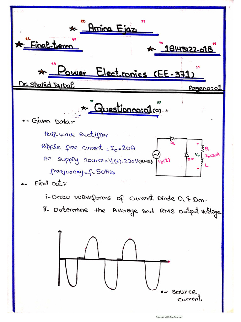 Final-Term Solution 2021 - Power Electronics - EE-371 | PDF