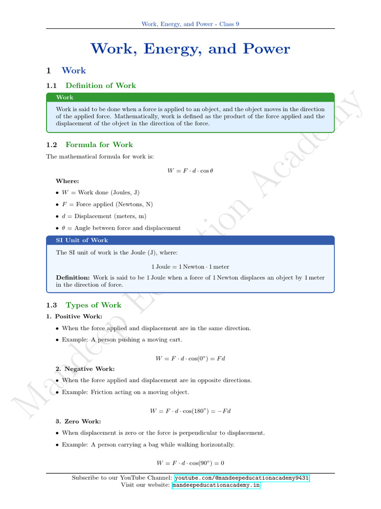 Work Energy Power-1 | PDF | Potential Energy | Force