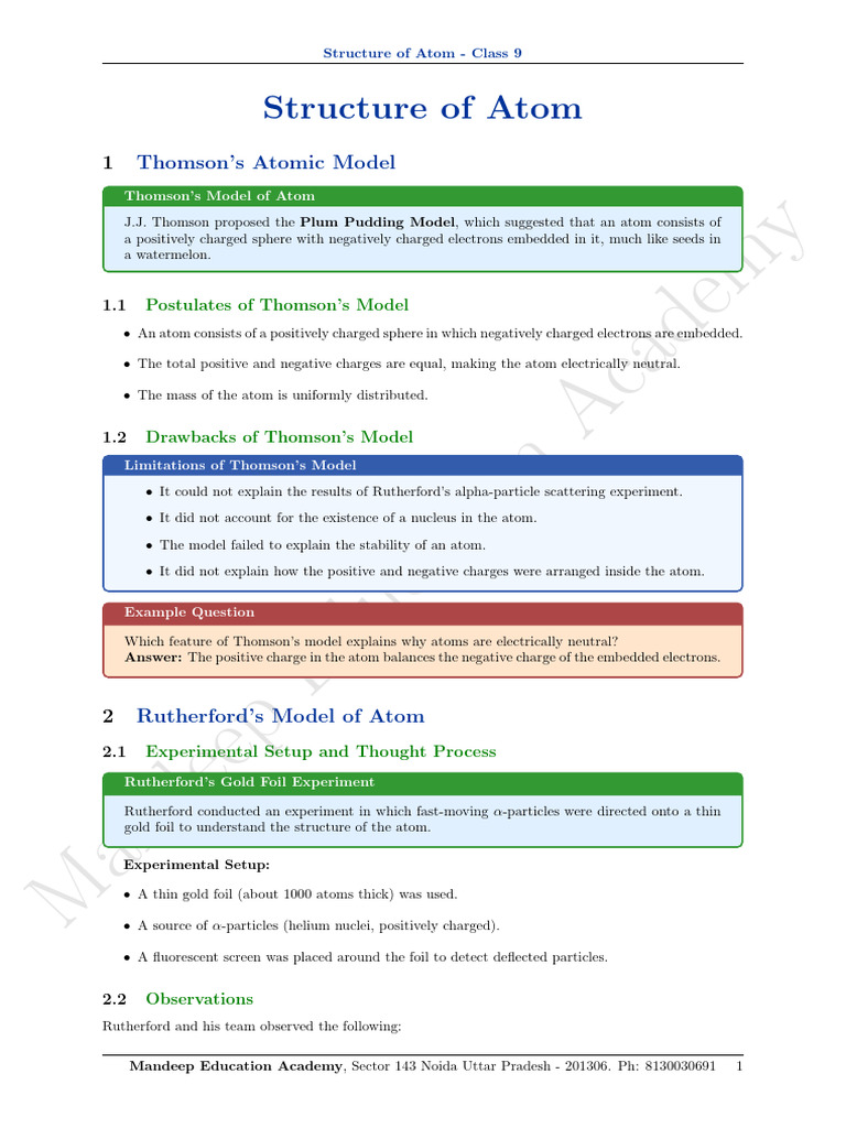 Structure of Atom | PDF | Atoms | Isotope