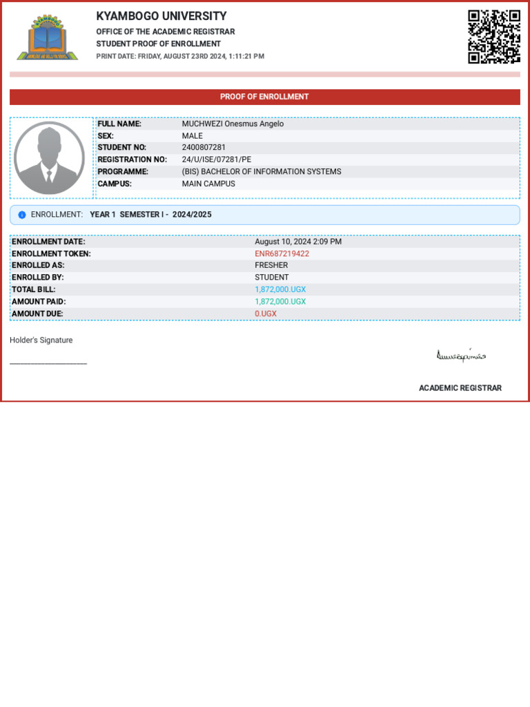 Proof of Enrollment | PDF