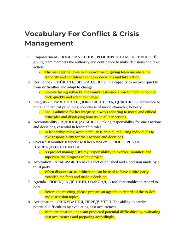 Manager Vocabulary | PDF | Leadership | Project Management