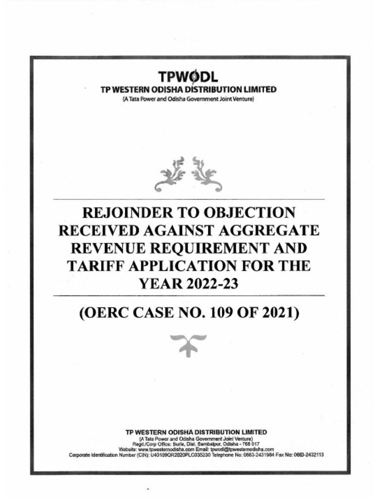 Rejoinder to Objections for ARR Application FY 22-23 | PDF