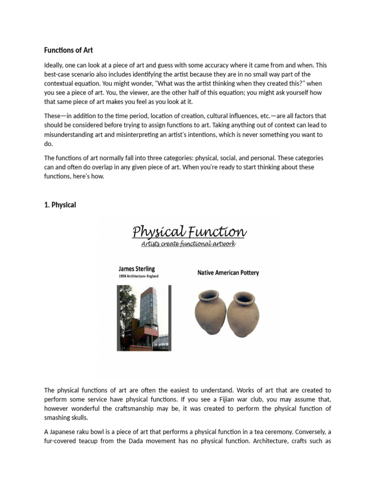 Functions of Art | PDF | Liberal Arts Education | The Arts