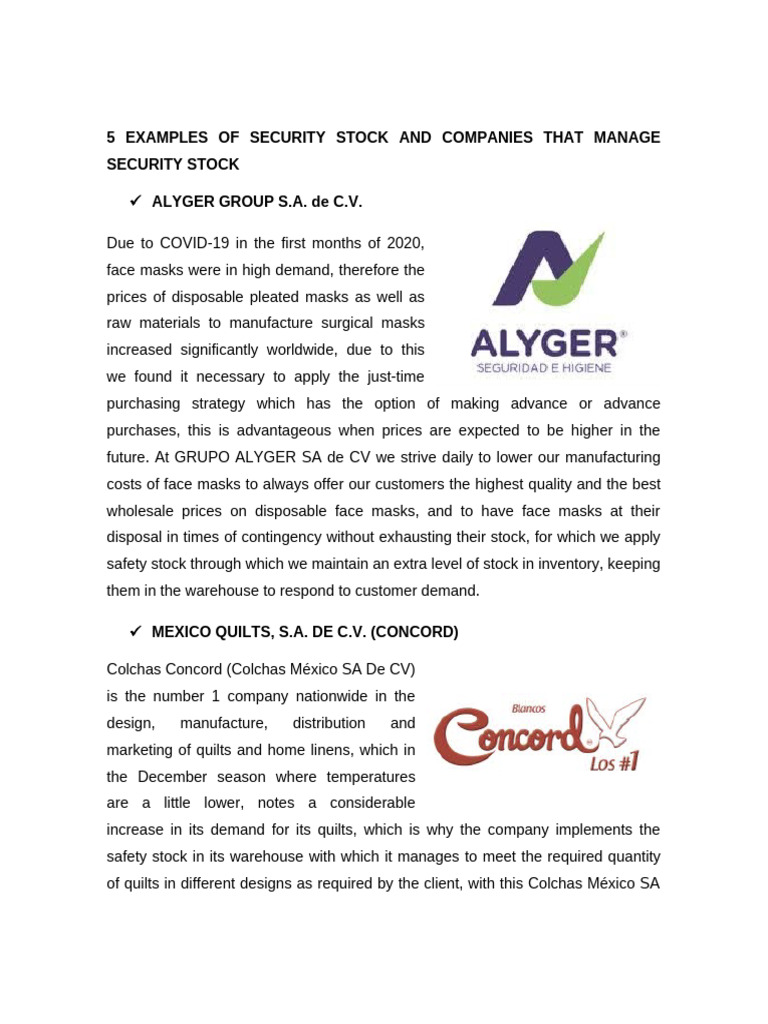 5 Examples of Safety Stock and Companies That Handle Safety Stock | PDF