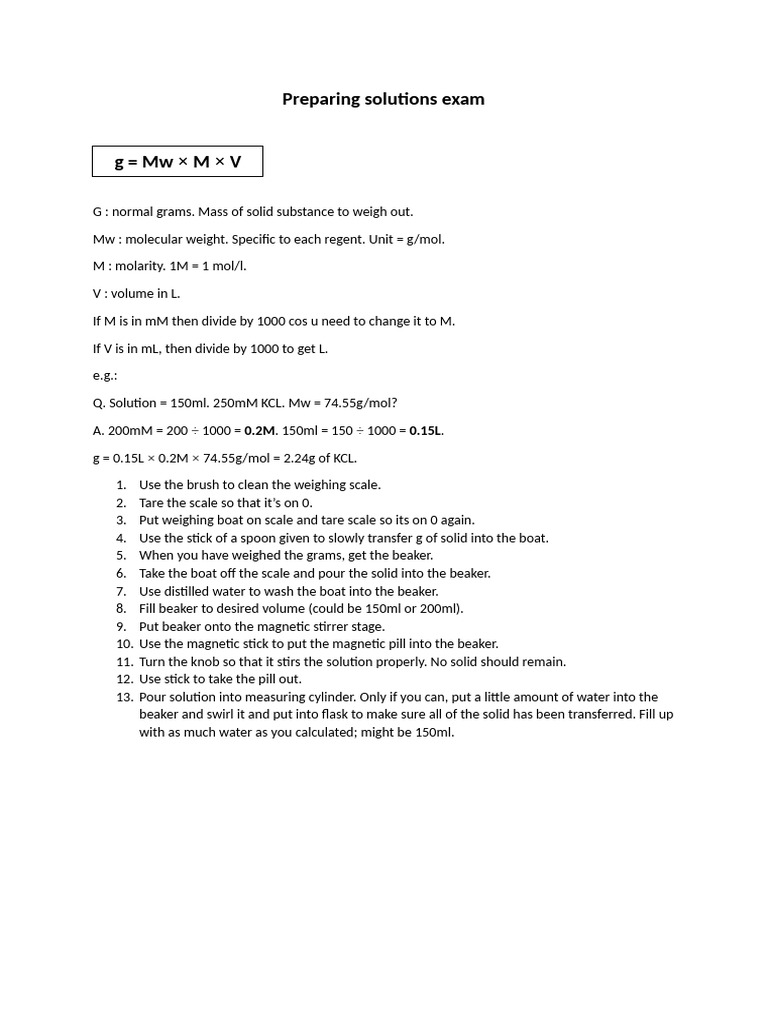 how to prepare solutions | PDF