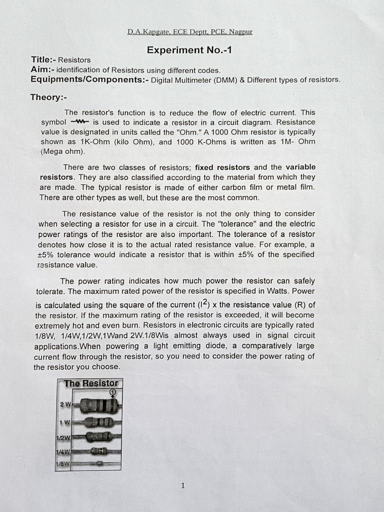 Ew-1 Experiment 1 Batch A3 | PDF