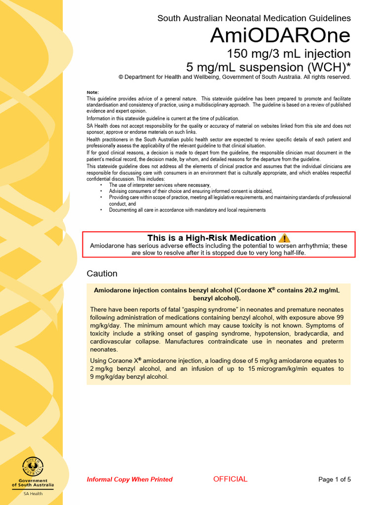 Amiodarone_Neo_v1.1 | PDF | Intravenous Therapy | Clinical Medicine