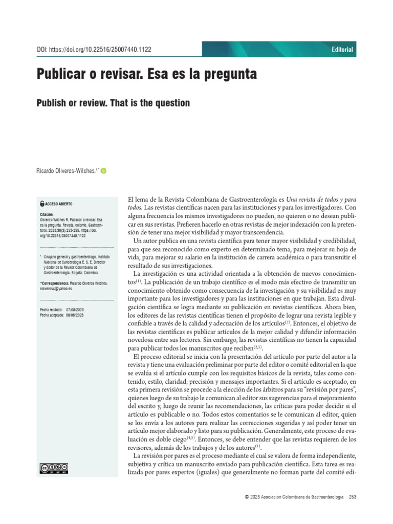 Publicar o Revisar. Esa Es La Pregunta | PDF | Revisión por pares | Comunicación académica