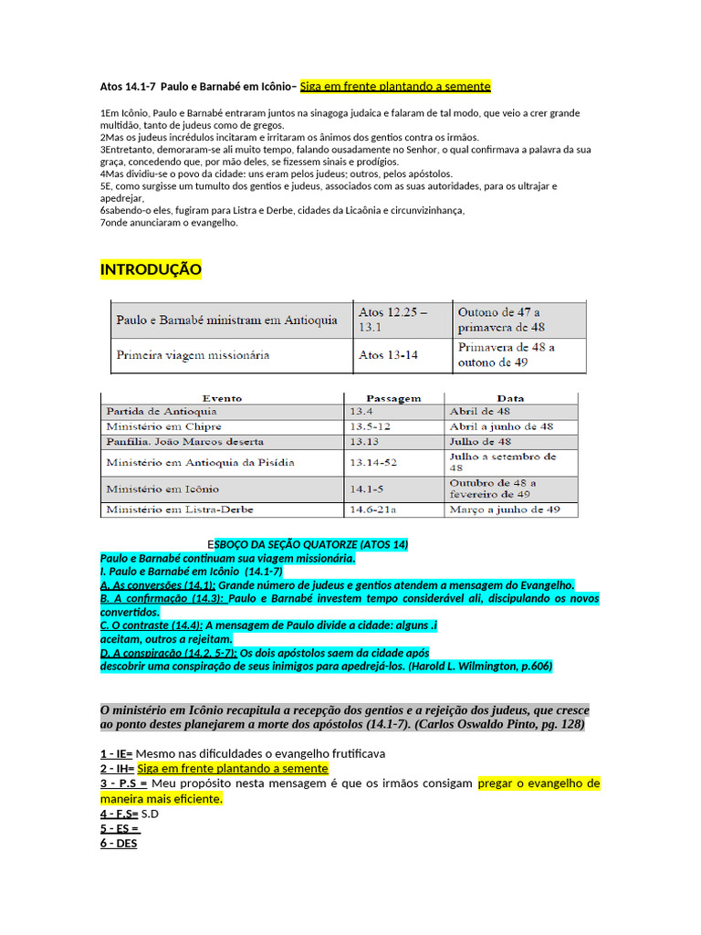 Paulo e Barnabé em Icônio: Plantando Sementes | PDF | Apóstolo Paulo ...