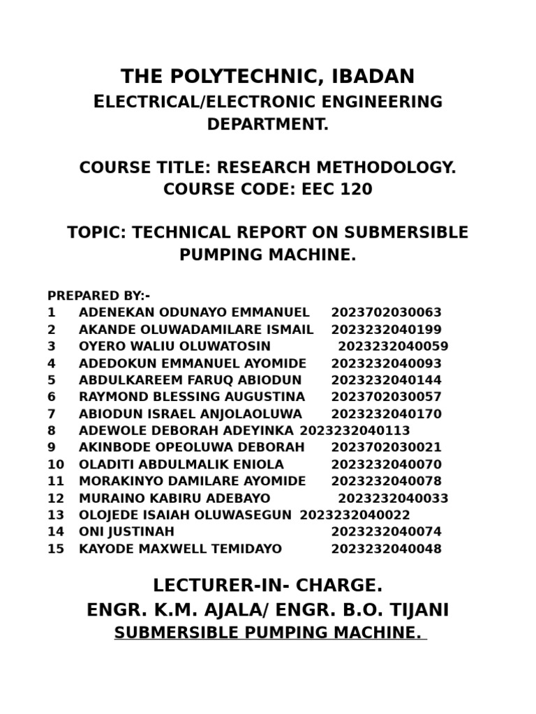 Submersible Pumping Machine | PDF | Pump | Water