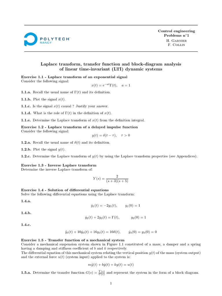 TD_Auto_3A_M3_I2S_2020 | PDF | Control Theory | Damping