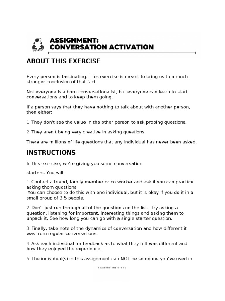 Conversation Skills Exercise | PDF | Human Communication