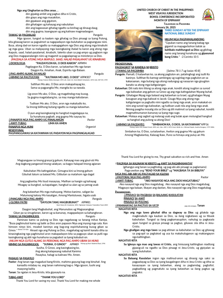 Talamdan Sa Pagsimba Third Sunday After The Epiphany National Bible ...