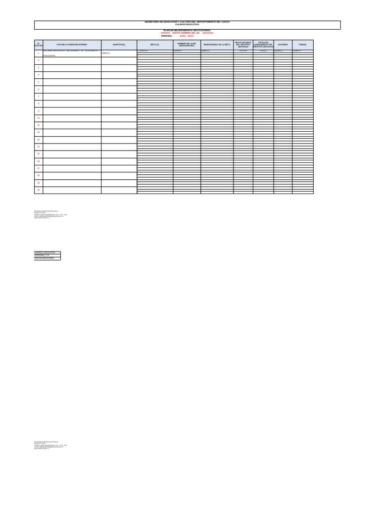 Plan de Mejoramiento Educativo Cauca | PDF