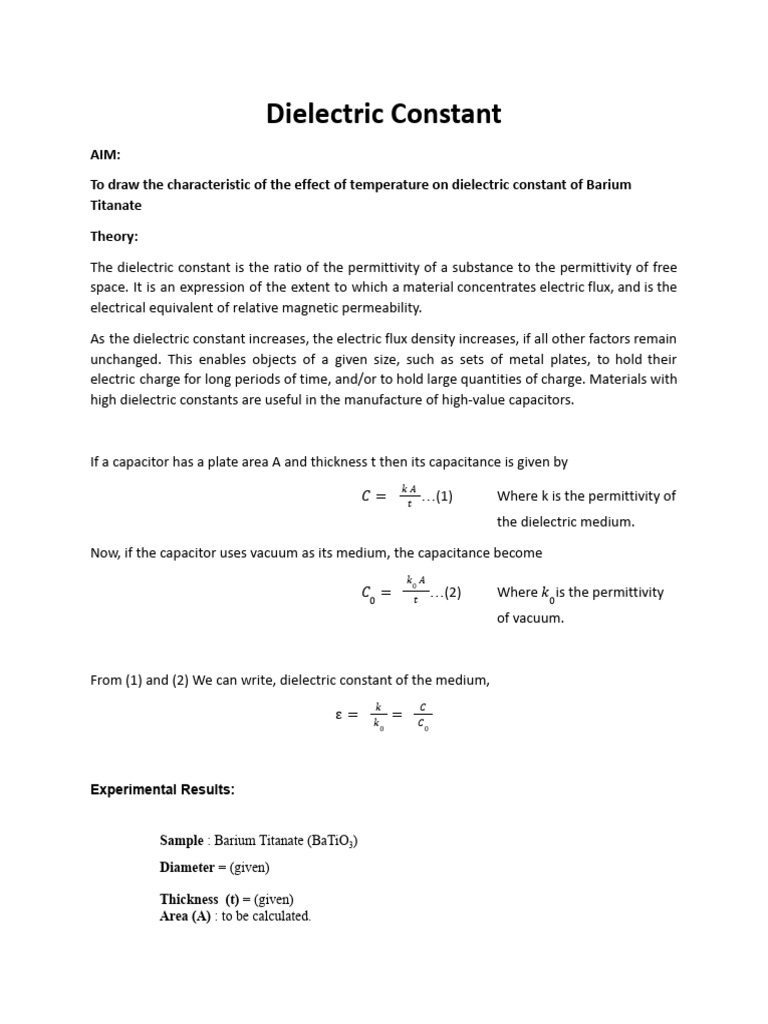 Dielectric Constant | PDF | Dielectric | Permittivity