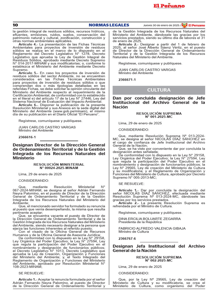 Normas Legales: Cultura | PDF | Gobierno