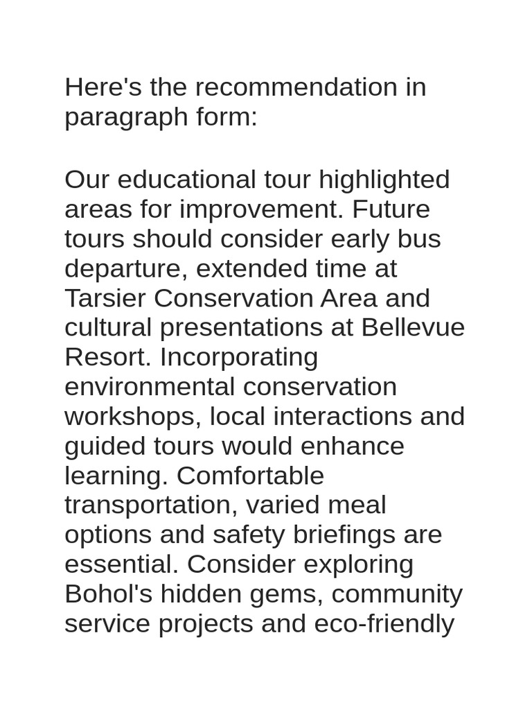 Enhancing Educational Tours in Bohol | PDF