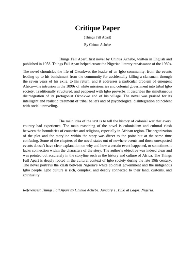 Critique Paper | PDF