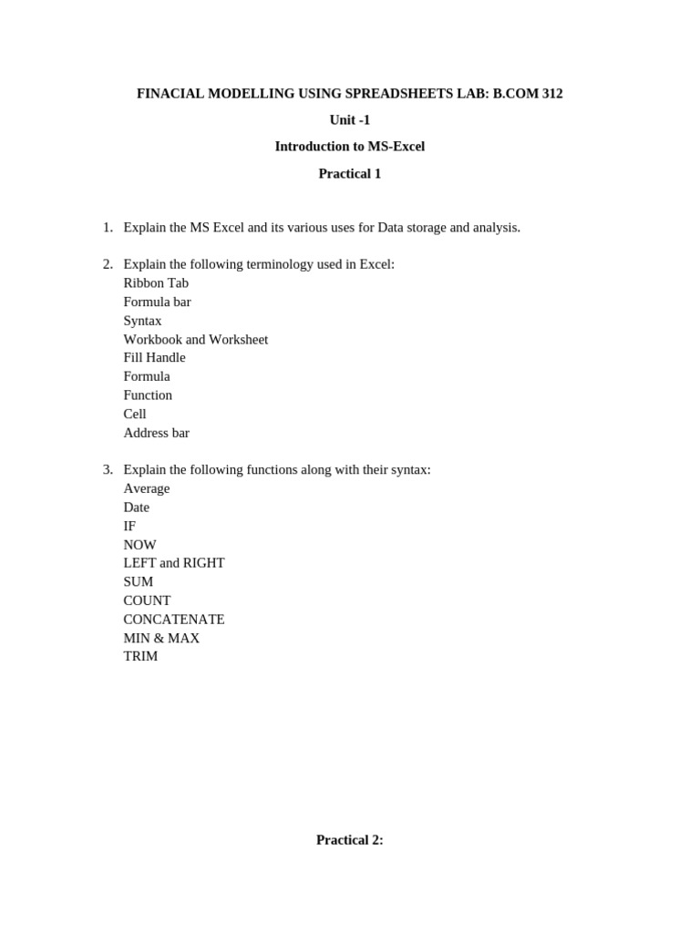 Practical - 1 Unit-1 FMS | PDF