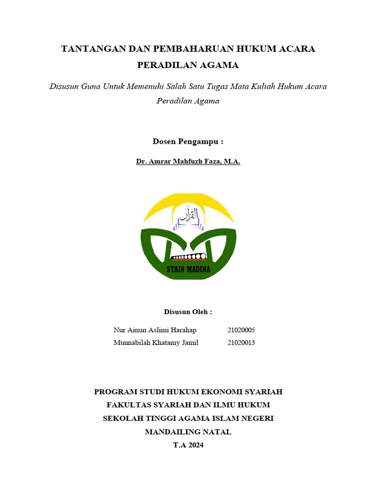 Tantangan Dan Pembaharuan Hukum Acara Peradilan Agama | PDF