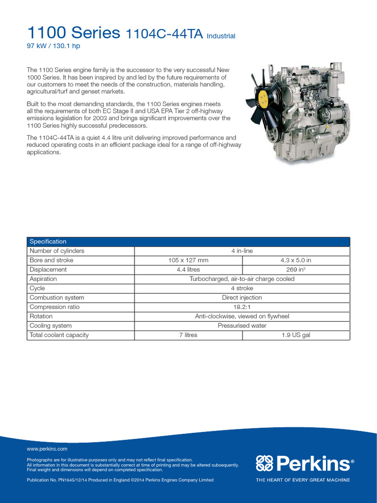 1104C 44TA Industrial Engine | PDF | Horsepower | Engines