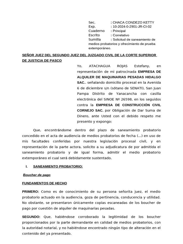 Ofrezco Medio Probatorio Extemp. | PDF | Ley procesal | Demanda judicial