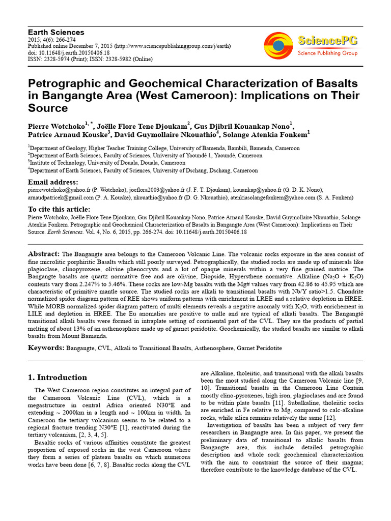 Petrographic and Geochemical Characterization of Basalts in 3ngrl8ziyz ...