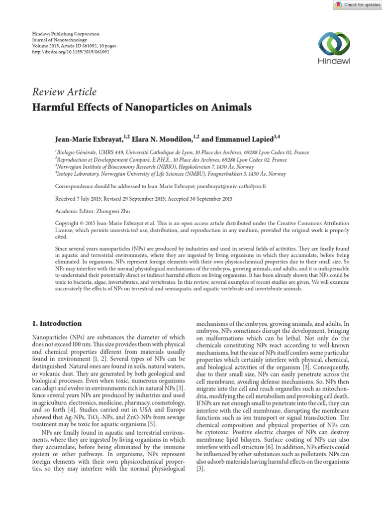 Journal of Nanotechnology - 2015 - Exbrayat - Harmful Effects of ...