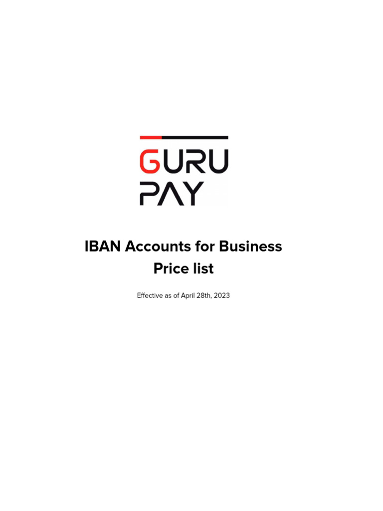 Guru Pay Business Accounts Price List | PDF | Fee | Banks