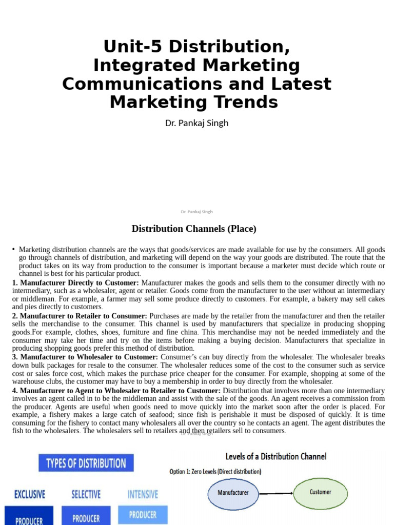 Unit-5 Distribution, Integrated Marketing Communications and Latest ...
