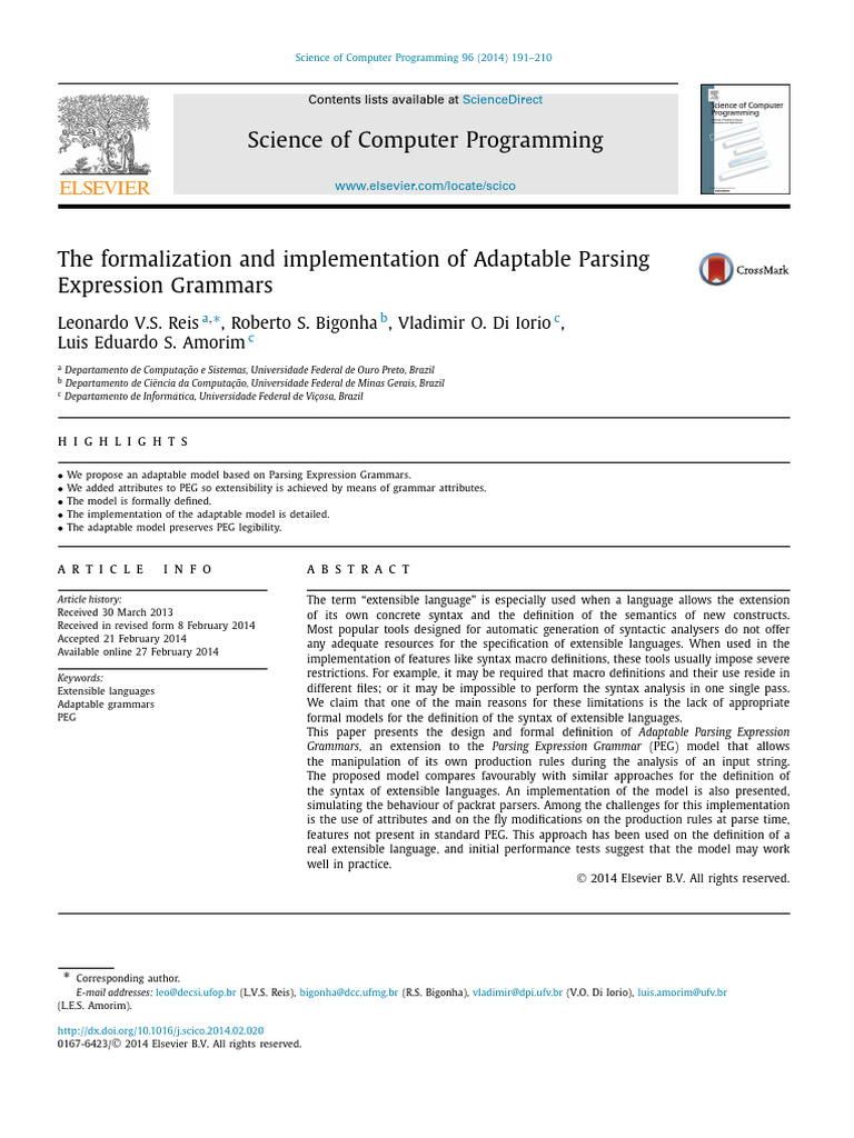 The Formalization and Implementation of Adaptable Parsing Expression Grammars (Leonardo V.S ...