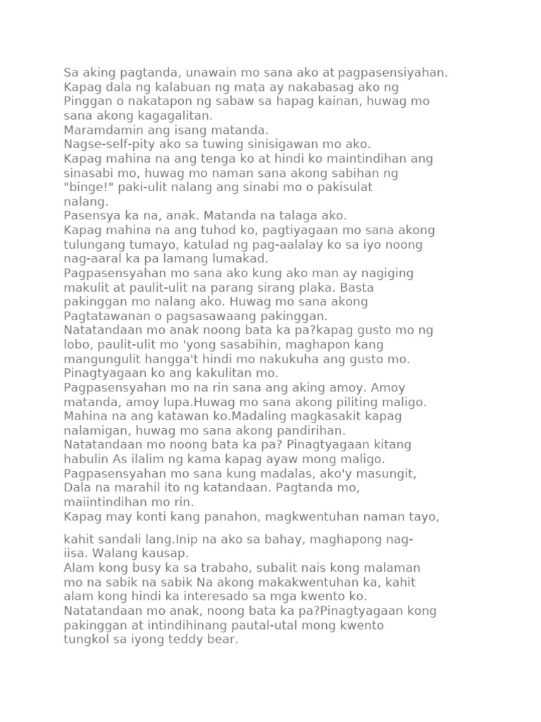 Sulat Ni Nanay at Tatay Sa Atin | PDF