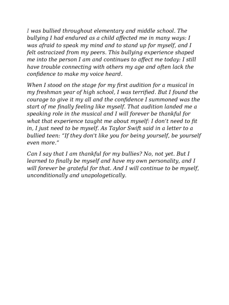 Overcoming Bullying: Finding Myself | PDF