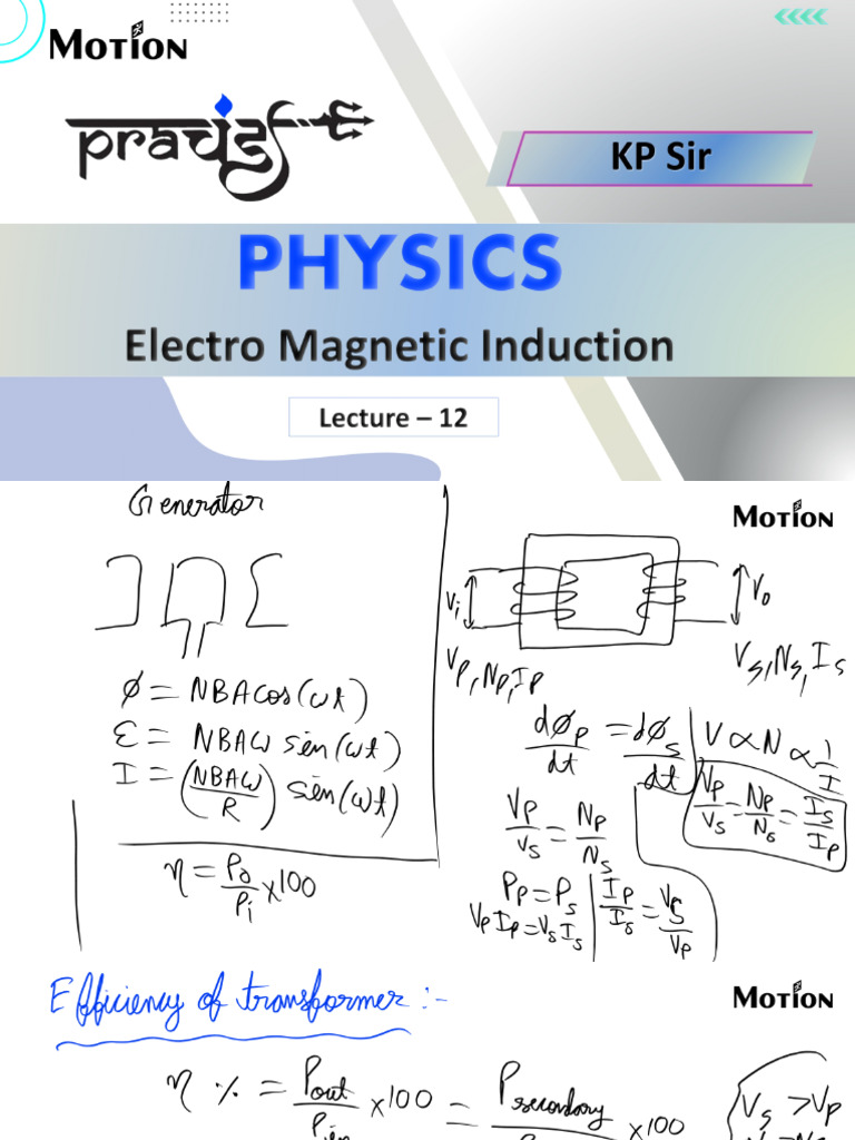 Electromagnetic Induction Lec 12 KP Sir-Invert | PDF