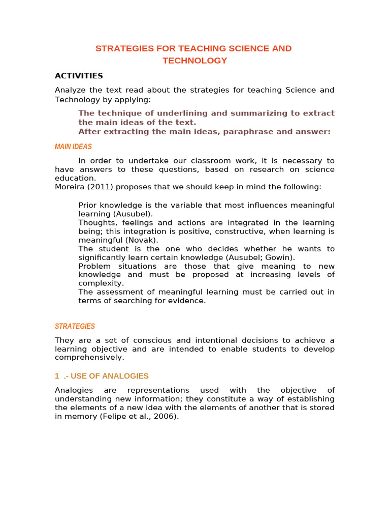 Strategies For Teaching in Science and Technology | PDF | Knowledge ...